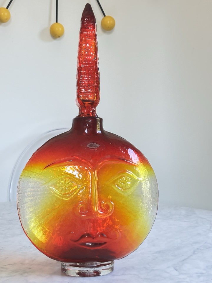 Blenko Amberina 6218 Sun Face Decanter. Exquisite. | eBay