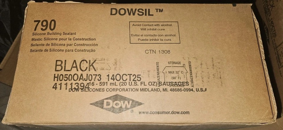 (Lot of 5) Dowsil BLACK 790 Building Sealant Silicone 20 oz Sausage | eBay