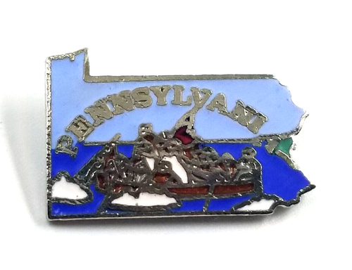 VTG Pennsylvania State Map Mafco Silver Tone Enamel Lapel Pin Tie Tack ...