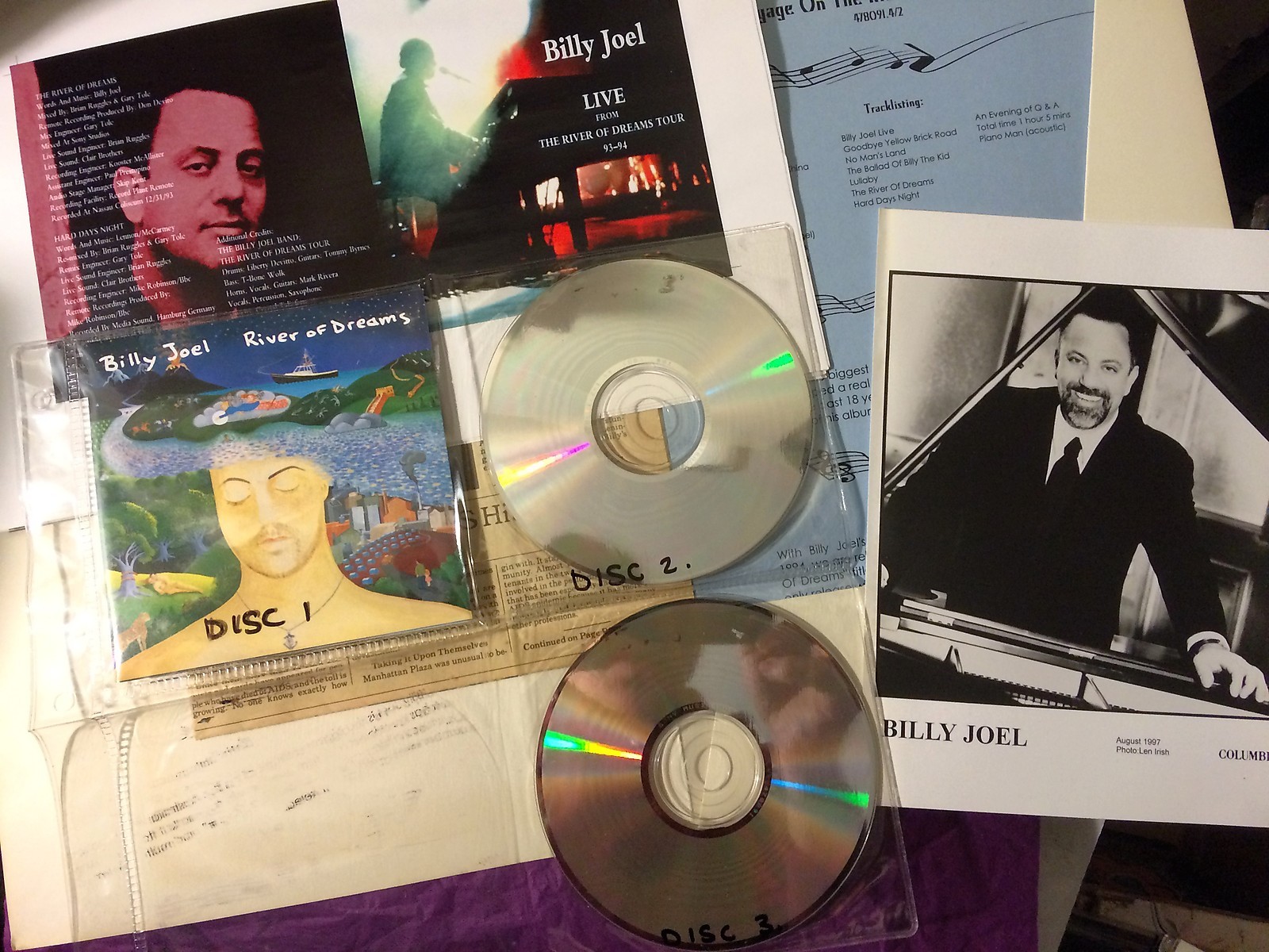 BILLY JOEL Rare PROMO PRESS PUBLICITY PHOTO, BIOS, PROMO CDs RIVER OF ...