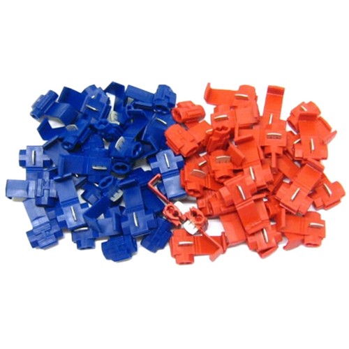 50Pc Red Blue Snap On Connector Crimp Wire Splicer Terminal Lock Splice ...