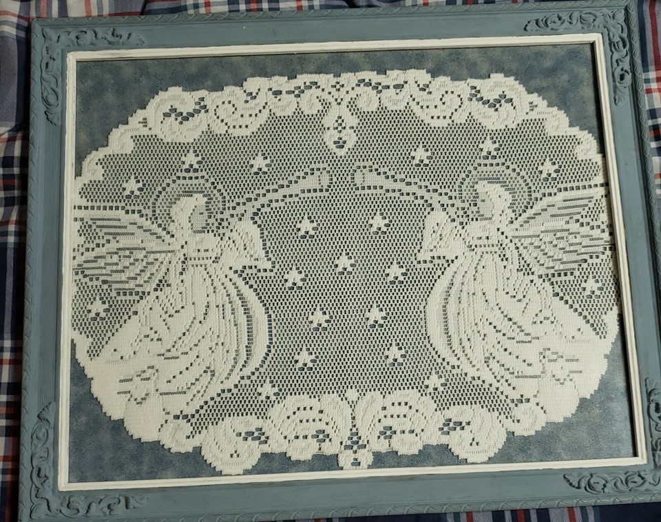 Vintage Crochet Lace Doily Angels 18.5×22.5 | eBay