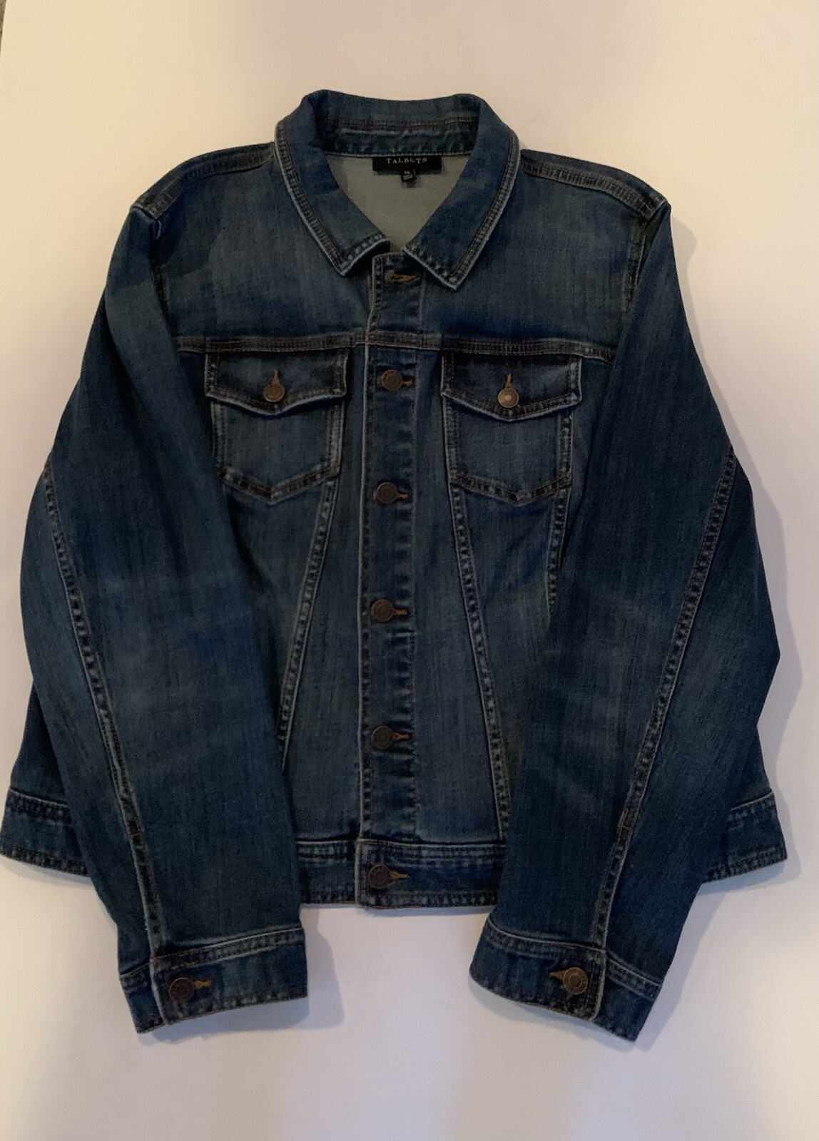 Talbots Dark Denim Jacket Copper Stitching With Butto… - Gem