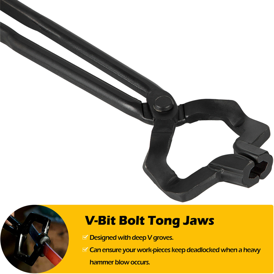 Blacksmithing Tongs 16"Z V-Bit Blacksmith with V-Bit Jaws Knife Making ...