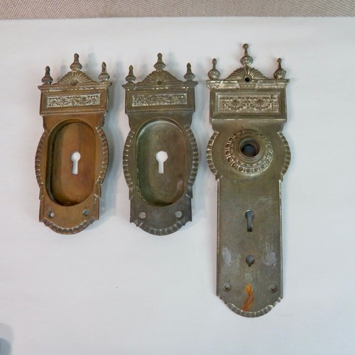 ANTIQUE SARGENT BRASS RECESSED POCKET KEY DOOR PLATES (3) | eBay