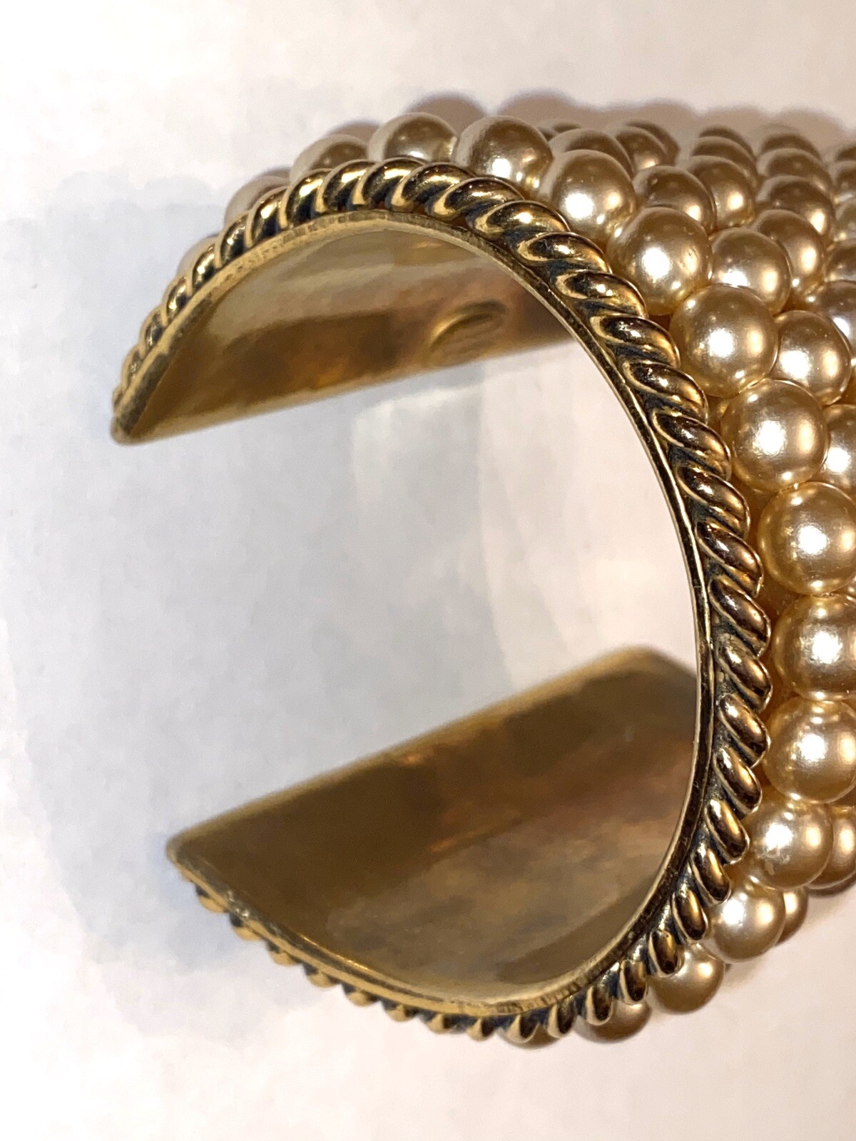 Vintage Edouard Rambaud Paris Couture Gold Rope Pearl Cuff bracelet ...