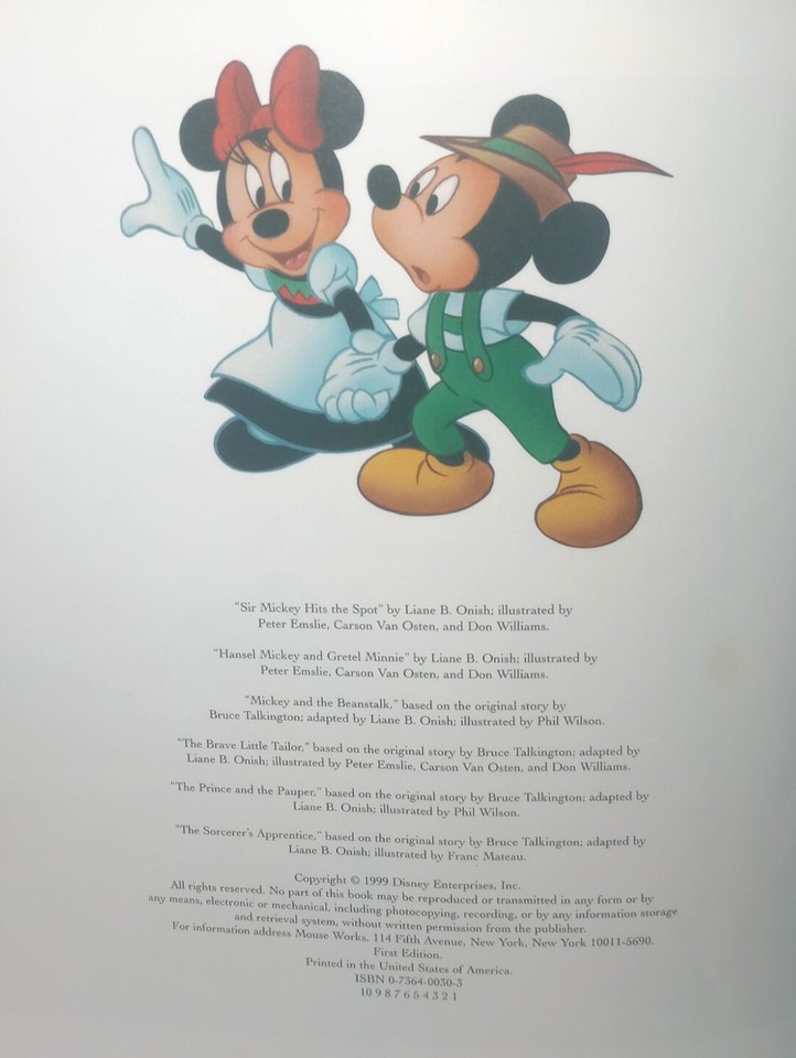VINTAGE 1999 Walt Disney's Mickey Mouse Stories 6 Classic Tales Book ...
