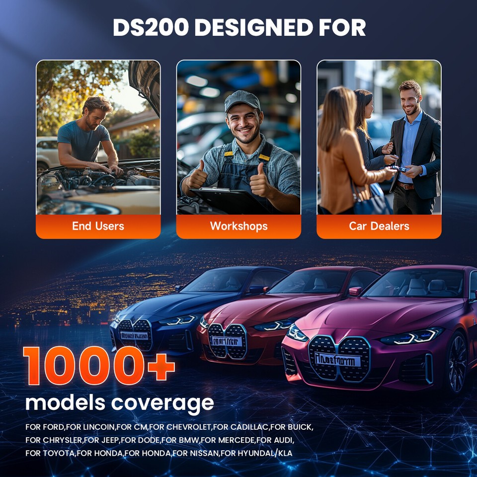 ANCEL DS200 Car OBD2 Scanner All System Diagnostic Tool FCA Autoauth ...