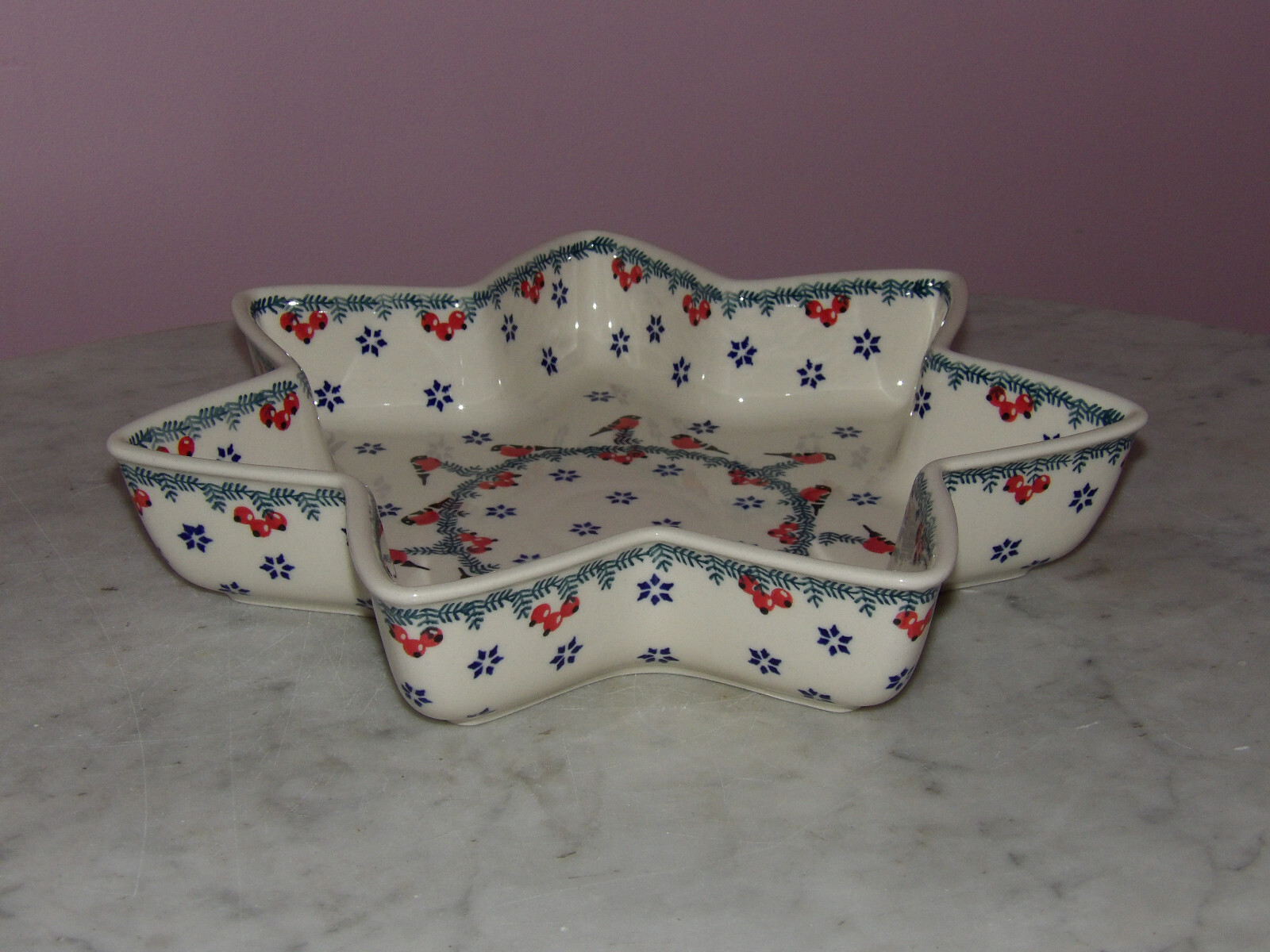 Polish Pottery Star Dish Baker! Cardinal Serenade Pattern! | eBay