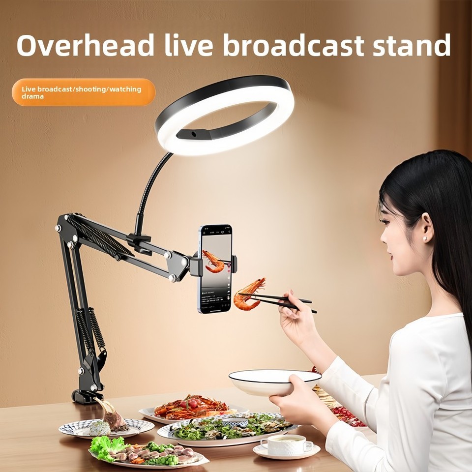 Overhead Camera Mount with 10" Ring Light Flexible Articulating Phone ...
