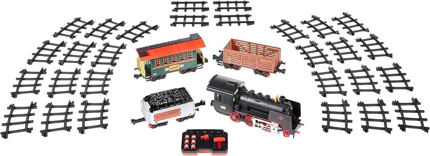 Amazon Basics Remote Control Steam Engine Hobby Train Set lights sound ...