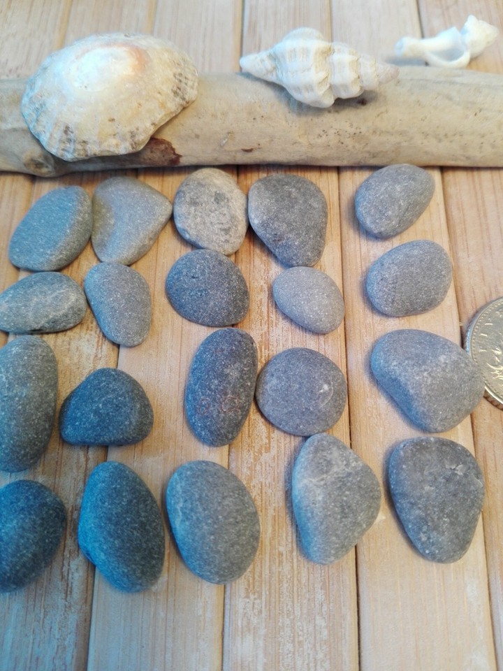 20 small flat beach pebbles stones rounded 5 - 10 mm for art craft ...