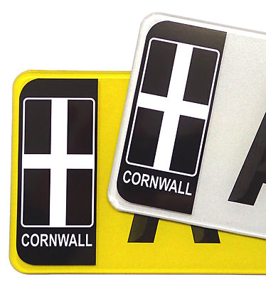 Pair Of CORNWALL Cornish Flag Number Plate Badge Vinyl Stickers decal ...