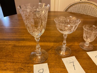 23 fostoria crystal stemware vintage glasses (meadow rose pattern), 3 ...