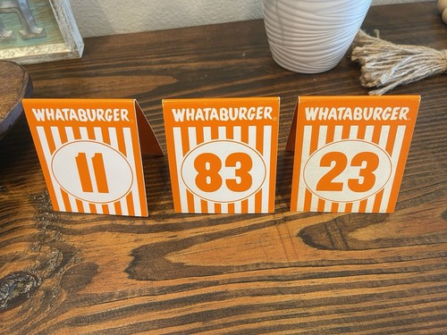 Whataburger Table Tent Number Lot of 3 Numbers 11, 83, 23 | eBay