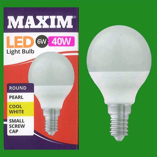 4x 6W G45 Golf Ball LED Light Bulb, Round E14 SES 4000K Cool White Lamp ...