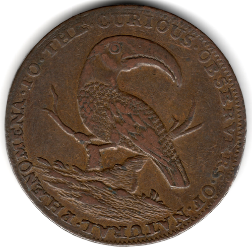 1790 MIDDLESEX TOUCAN PIDCOCKS EXHIBITION COPPER TOKEN COIN D&H 319 T22 ...