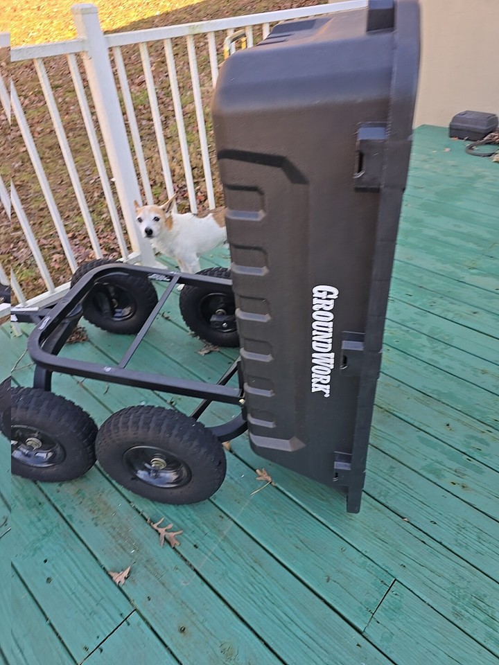 Ground Work Carts Heavy Duty Poly Yard Dump Cart Garden Wagon with 13 ...