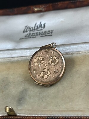 Vintage Photo Locket Pendant Folding Rolled Gold Round Flower Floral ...