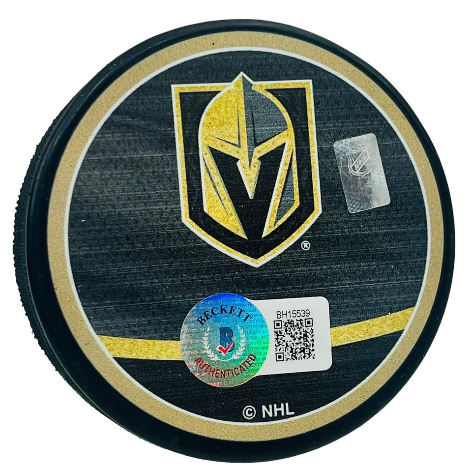 REILLY SMITH VEGAS GOLDEN KNIGHTS SIGNED PUCK REVERSE RETRO LOGO ...