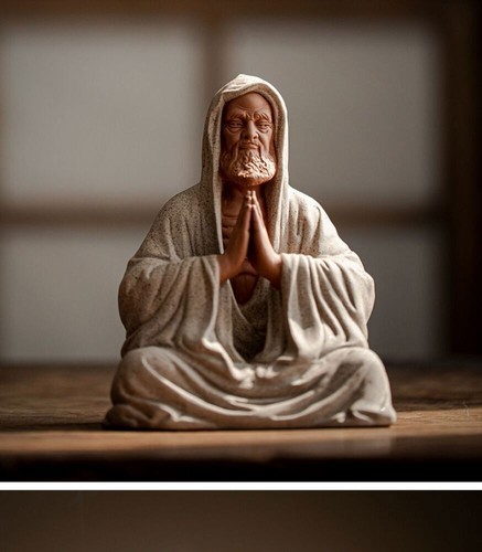 New Chinese Zi Sha Sand Meditation Dharma Statue Old Monk Zen Decor | eBay