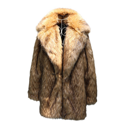 Mens Winter Warm Faux Mink Fur Overcoat Loose Sleeve Outwear Casual ...