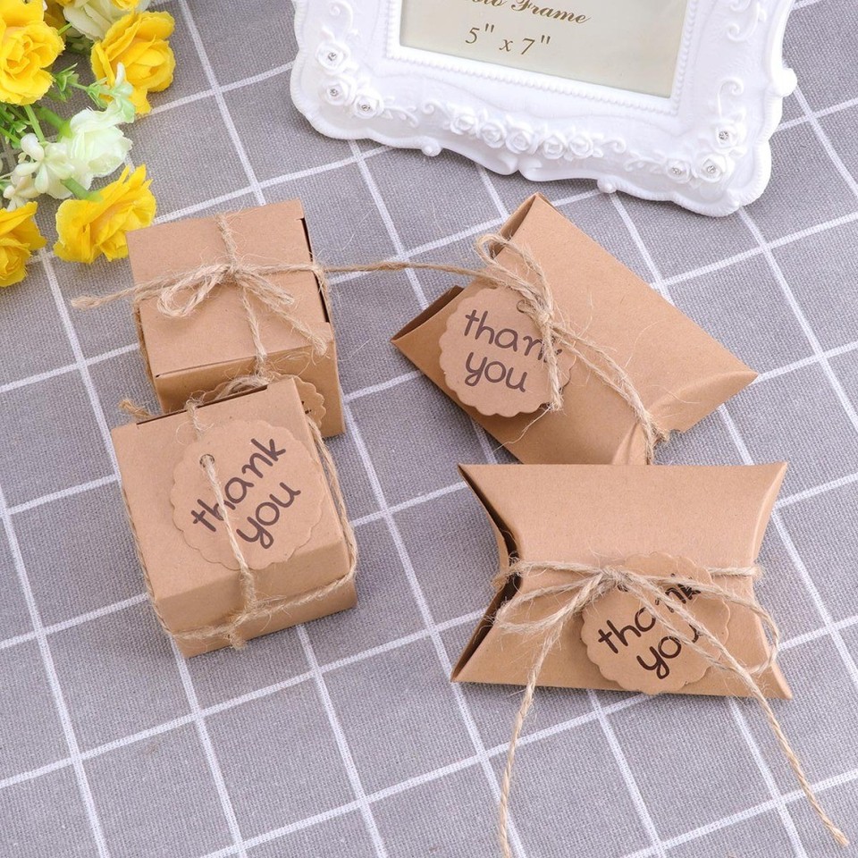 20pcs Creative Thank You Candy Boxes Kraft Paper Packaging Gift Treats ...