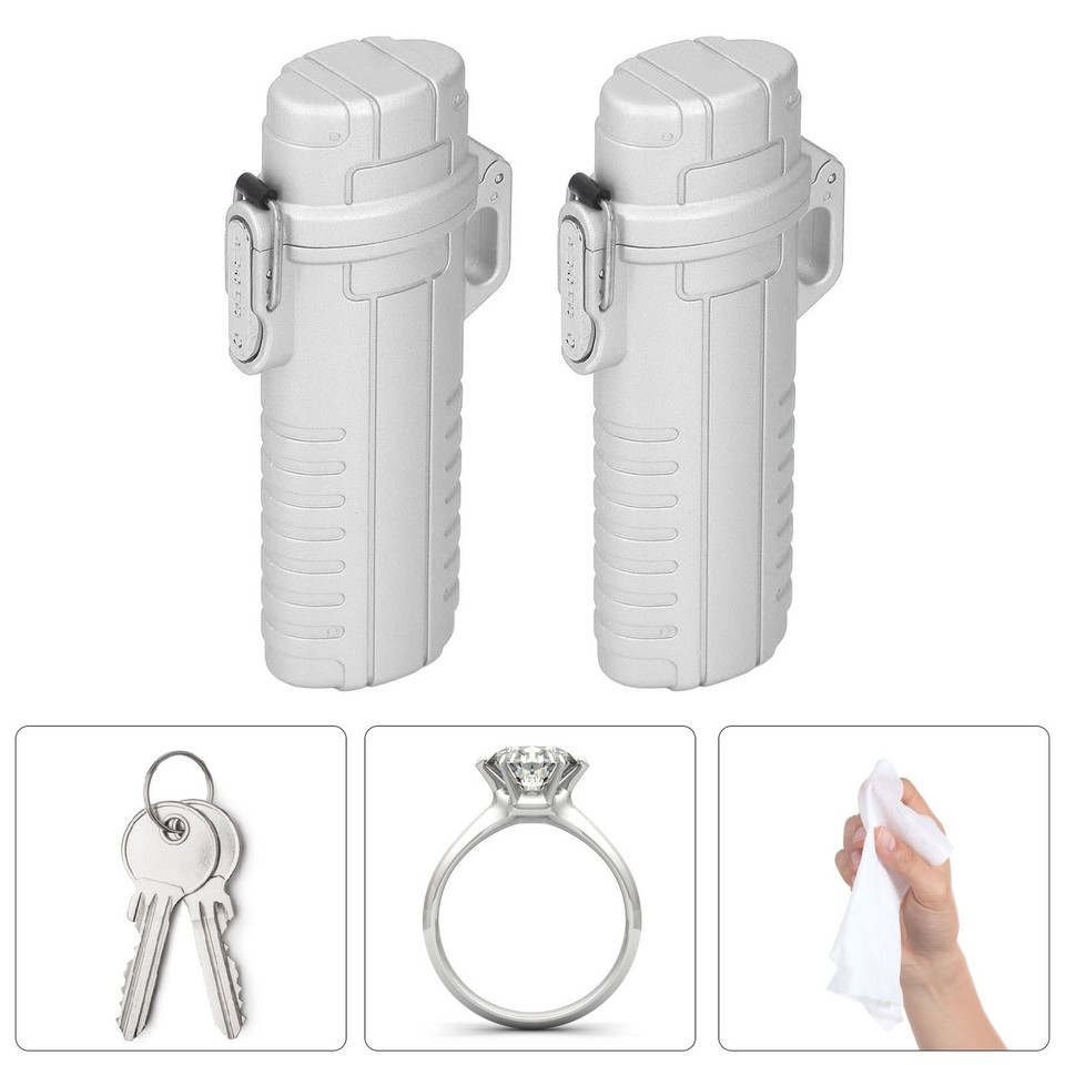 2PCS Plastic Storage Tube Water Proof Sealed Container Keys Rings ...