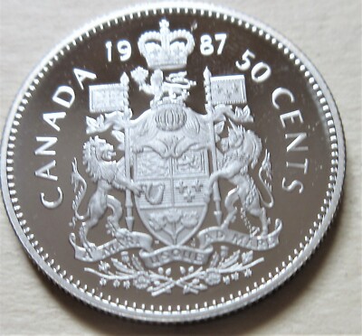 1987 Canada PROOF Fifty Cents Coin. Half Dollar UNC Heavy Cameo 50 ...