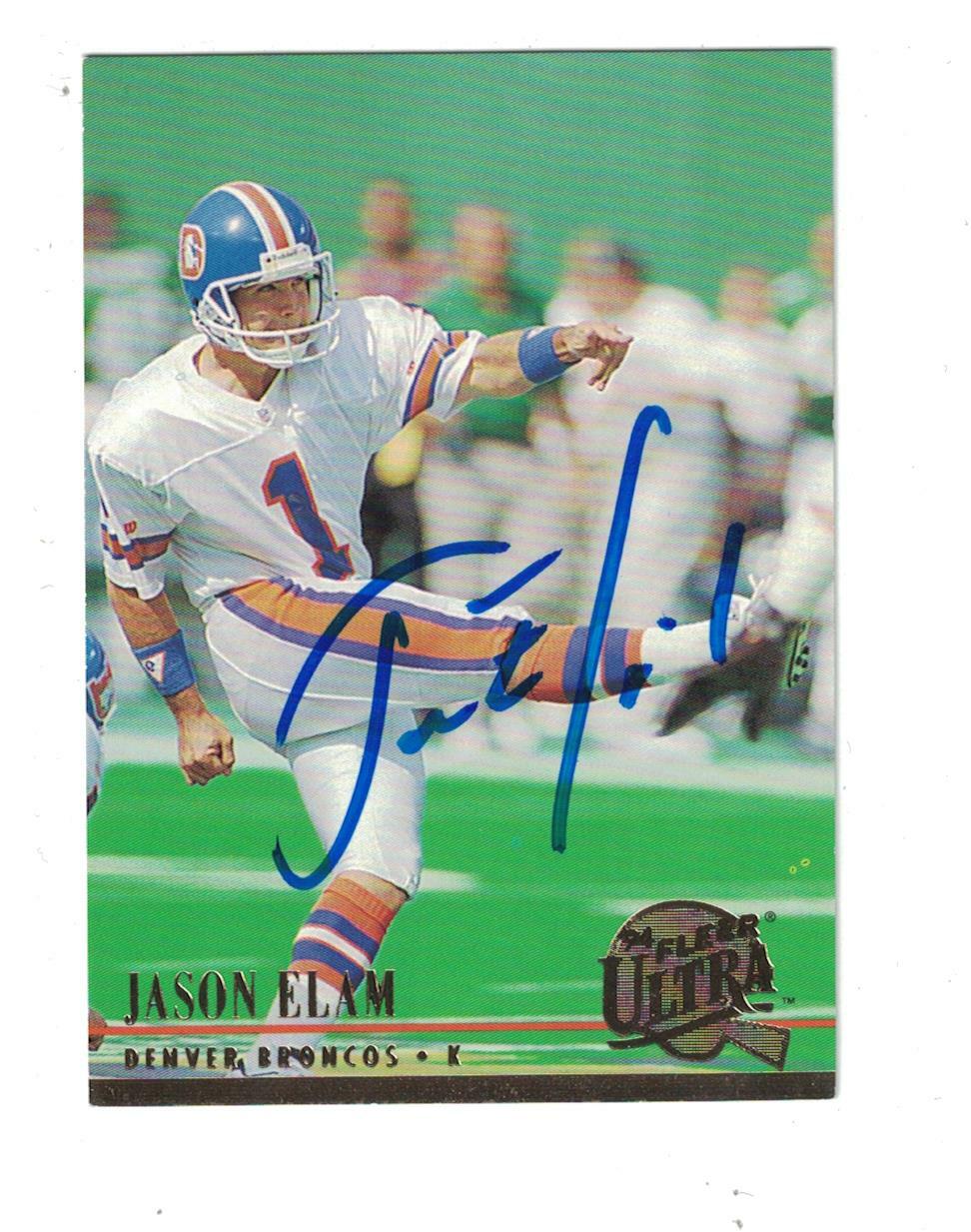 Jason Elam Autographed 1994 Fleer Ultra Football Card Signed DENVER ...