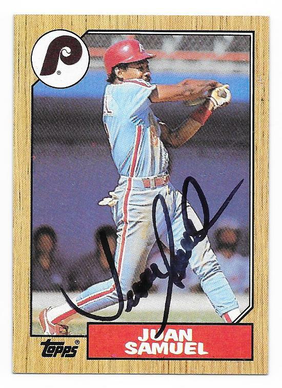 JUAN SAMUEL 1987 TOPPS AUTOGRAPHED SIGNED # 255 PHILADELPHIA PHILLIES ...