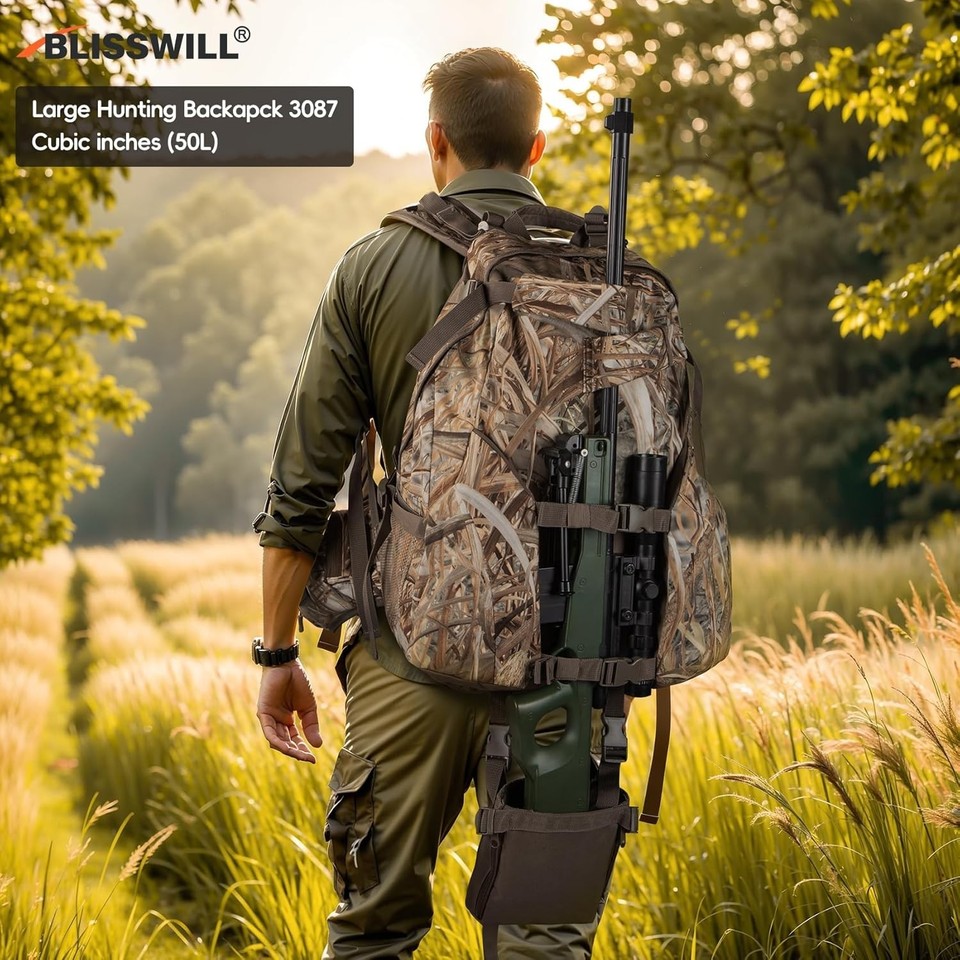 BLISSWILL Hunting Backpack for Men, Camo Hunting Daypack for Rifle Bow ...