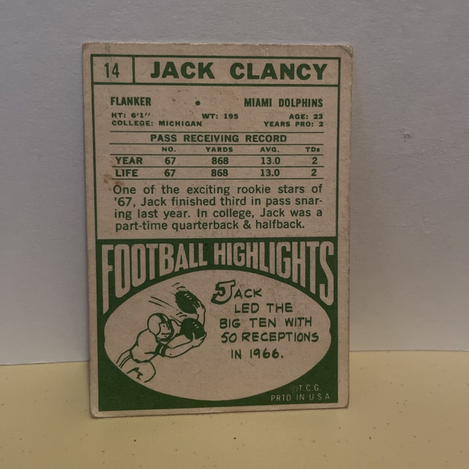 Jack Clancy -Michigan Wolverines- Miami Dolphins Autographed Card | eBay