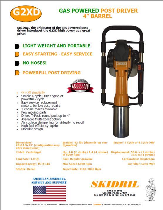Gas Powered Post Driver $920.00 by SKIDRIL 2 STROKE - 4" BARREL VERSION ...