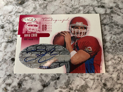 2002 SAGE DAVID CARR Rookie Autograph Fresno State Auto /220 Houston ...