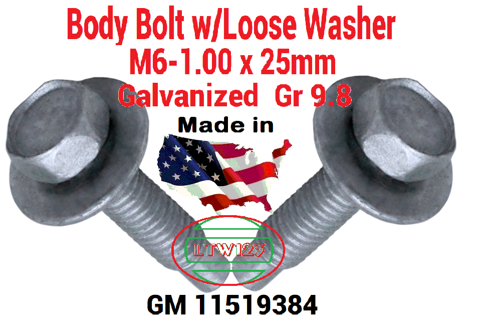 (6) M6-1,00 x 25mm Body Bolt w/loose Washer GM 11519384 | eBay