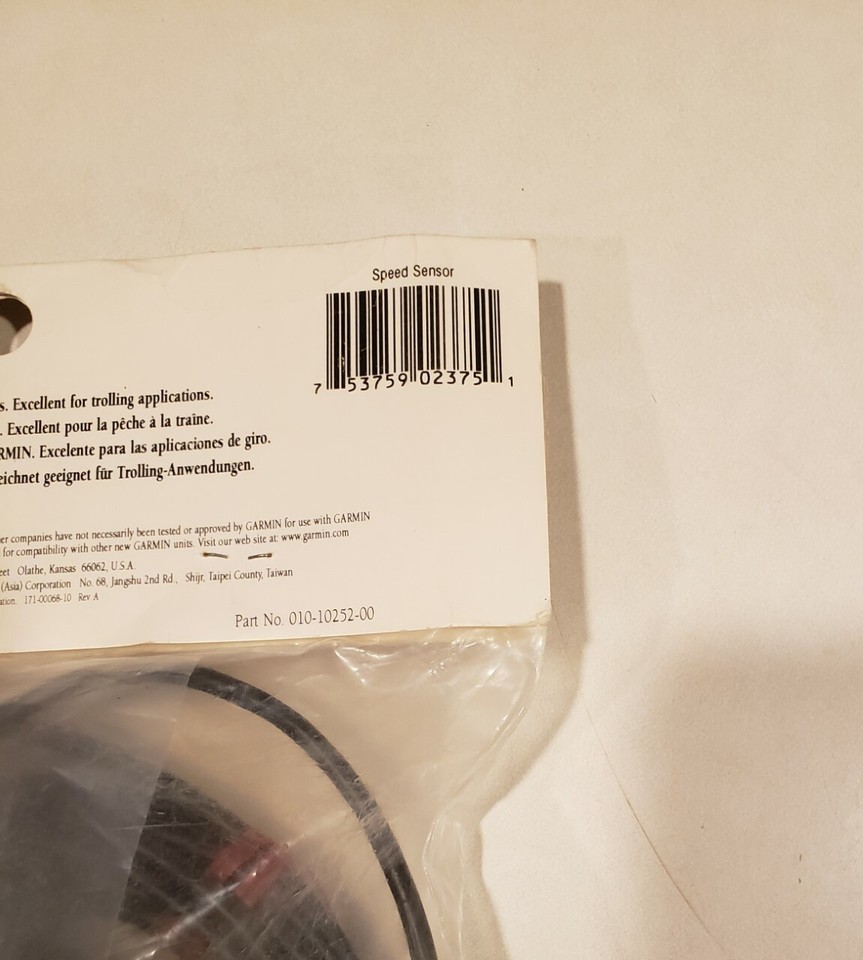 Garmin Water Speed Sensor For Fish Finders Part #010-10252-00 NOS FREE ...
