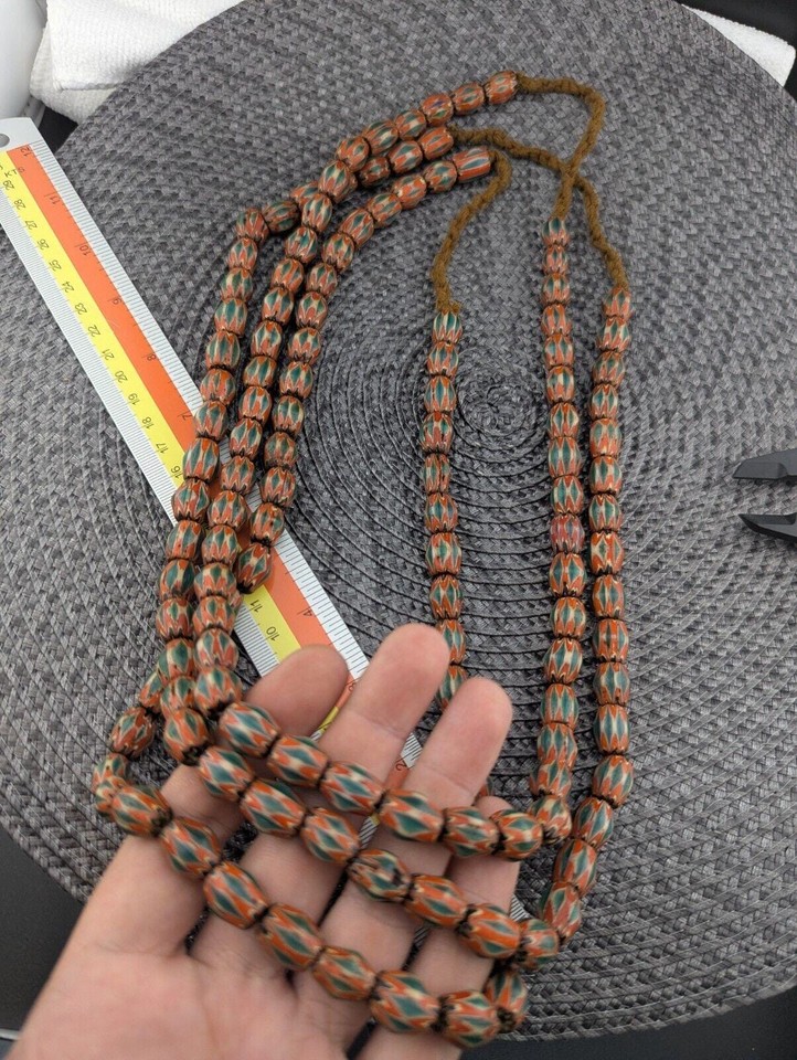 Vintage old chevron venetian inspired multilayers 11mm glass beads ...