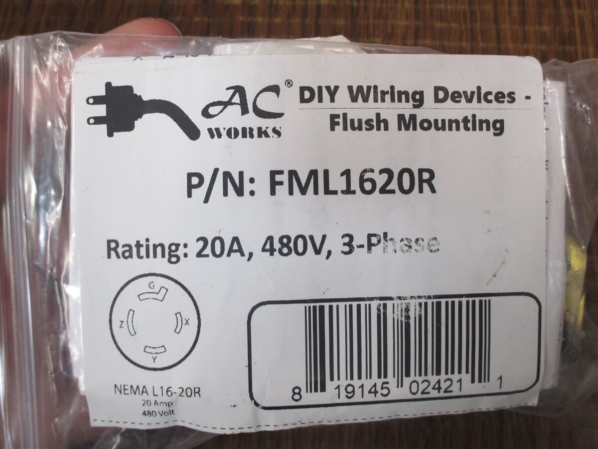 AC+WORKS+FML1620R+NEMA+L16-20R+20A+480V+3-Pole+4-Wire+Flush+Mount ...