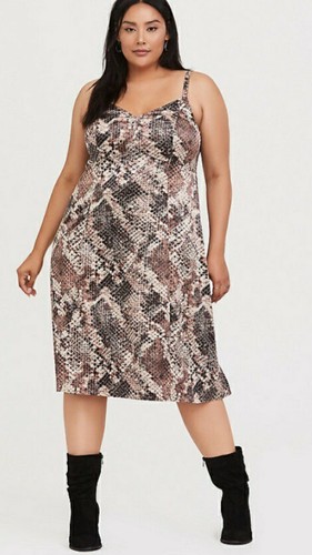 NWT Torrid Plus Size 0 Large 12 Sexy Snakeskin Print Shiny Slip ...