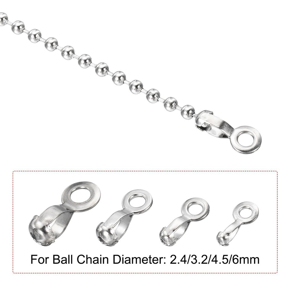 60Pcs Ball Chain Connector Stainless Steel Hole Pull Loop Link Clasp ...