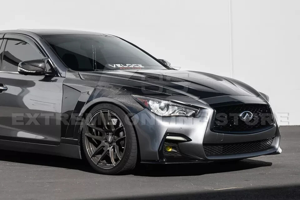Performance Style CARBON FIBER Front Vented Hood For 14-Up Infiniti Q50 ...