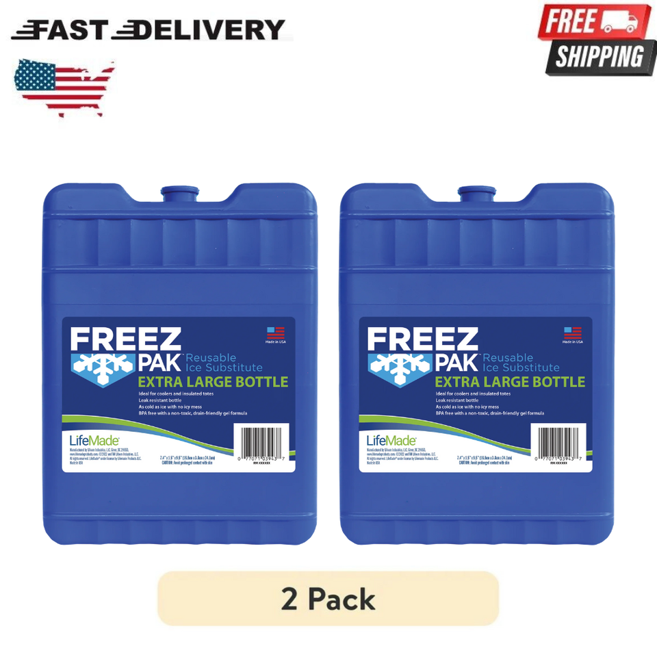 2Pack Freez Pak XL Icicle Reusable Camping/Cooler Ice Pack Substitute ...