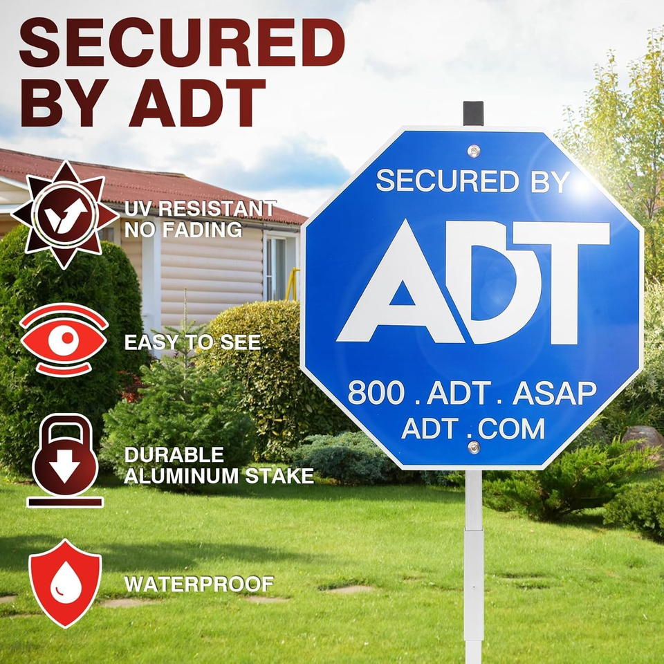 Security Signs 10x10" ADT Yard Sign with Aluminum Stake, Heavy Duty ...