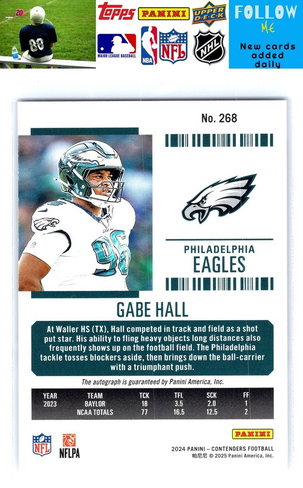 2024 Panini Contenders #268 Gabe Hall Rookie Ticket Auto | eBay