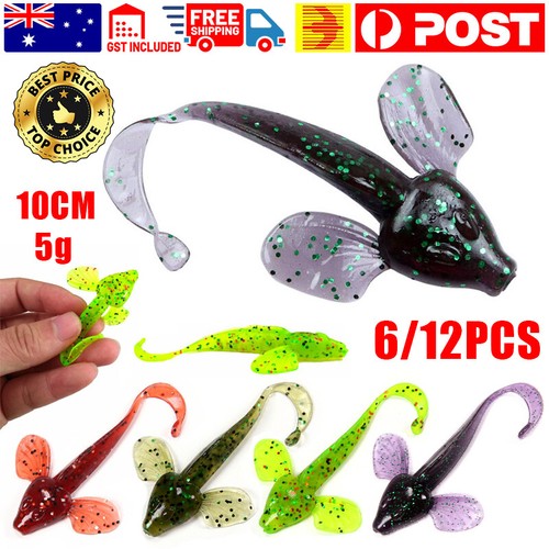 6-12x Soft Plastic Fishing Lure Tackle Paddle TAIL FLATHEAD Bream Bass ...