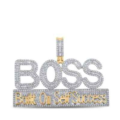 10k Yellow Gold Mens Diamond BOSS Charm Pendant 2-3/8 Cttw For Necklace ...
