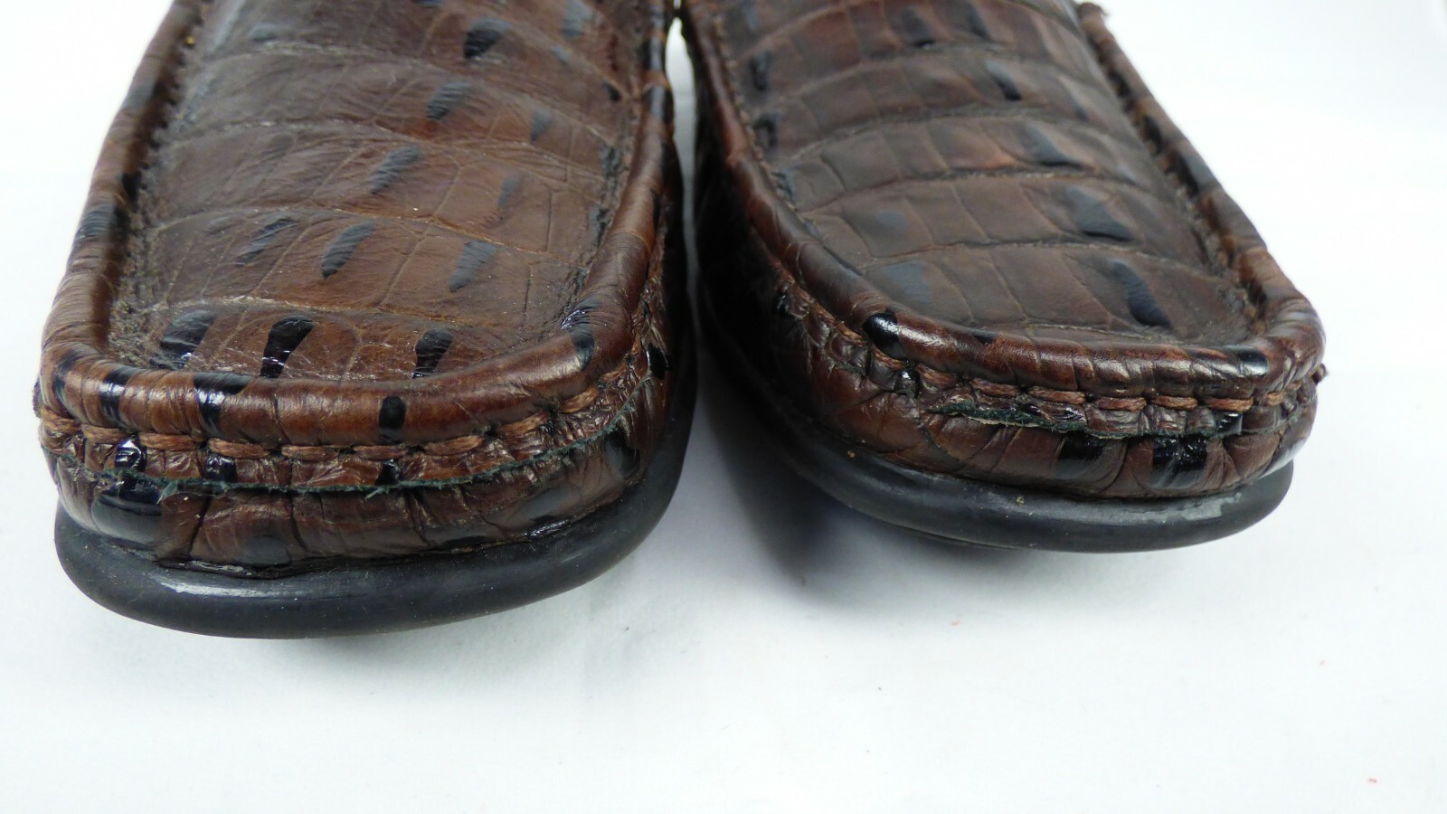 TRUDY Vintage Loafers Brown Mock Crock Snake Skin Gommino Comfort Shoes ...