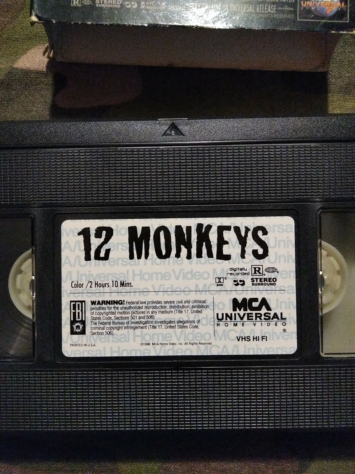 12 Monkeys VHS VCR Video Tape Movie Bruce Willis, Brad Pitt Used ...