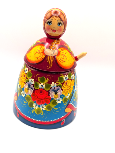 Russian Doll Sugar Bowl Wooden, Hand Painted | eBay